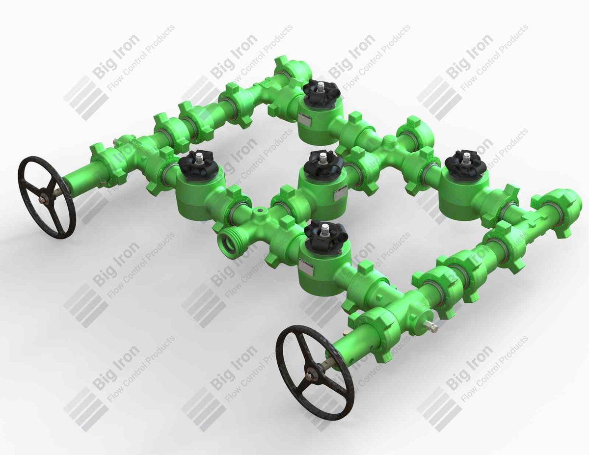 Manifold 2” Fig 1502 5 Plug Valve Single Stage W/2 Adjustables 10000 P ...